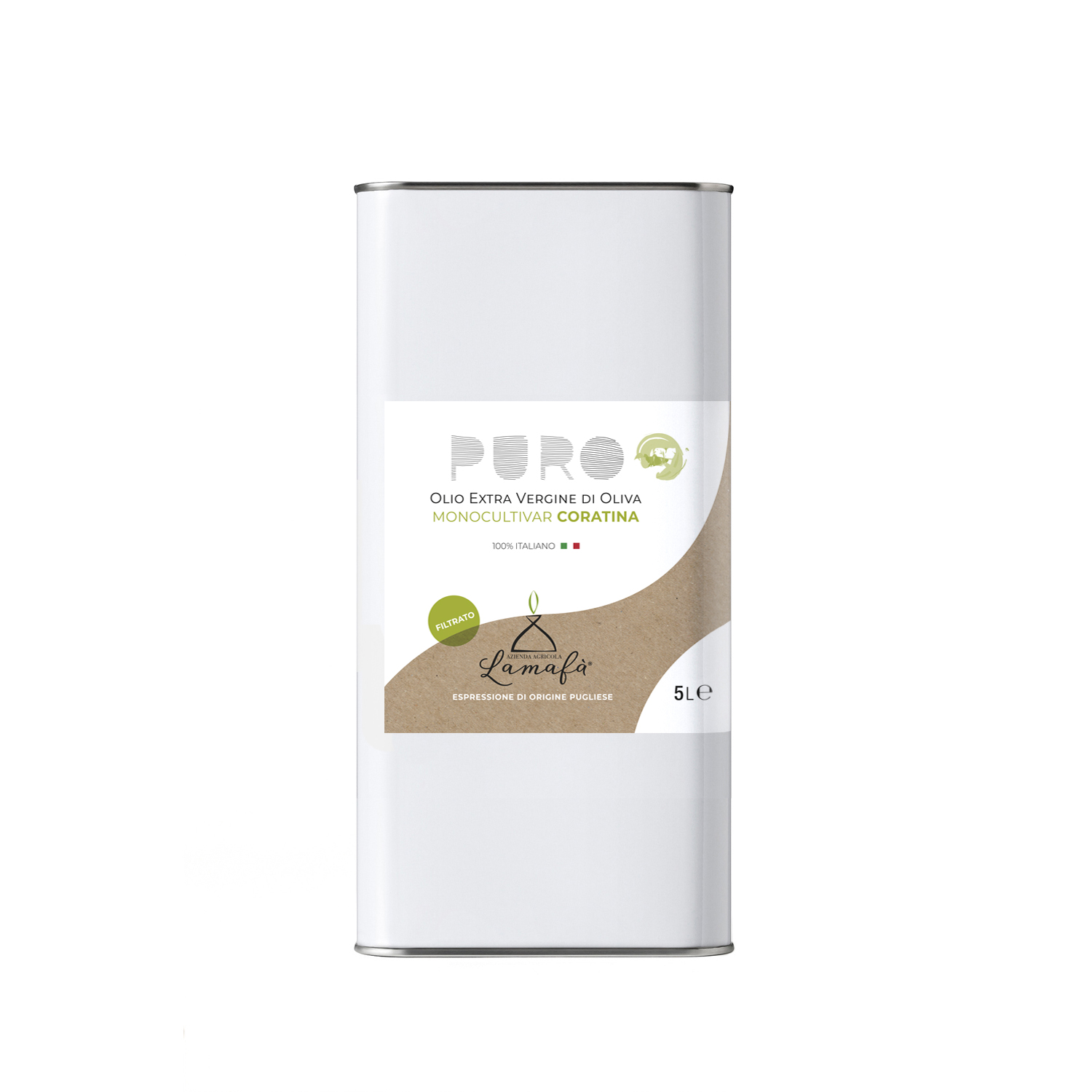 Extra Virgin Olive Oil Filtered PURO - Can 5 Lt - Corato - Wikifarmer