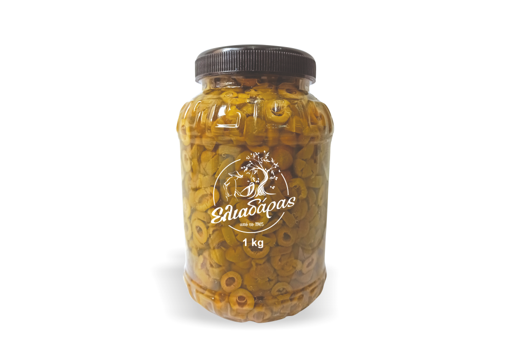 Green olive Sliced 1000g in natural brine - neochori mesolongiou ...