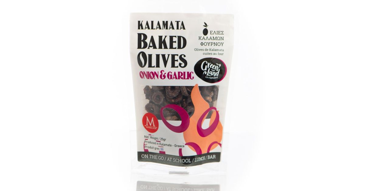 Kalamon Baked Olives with Garlic - Onion flavor. - KALAMATA - Wikifarmer